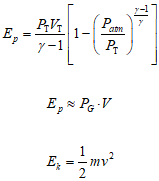 The first equationrepresents the stored potential energy,